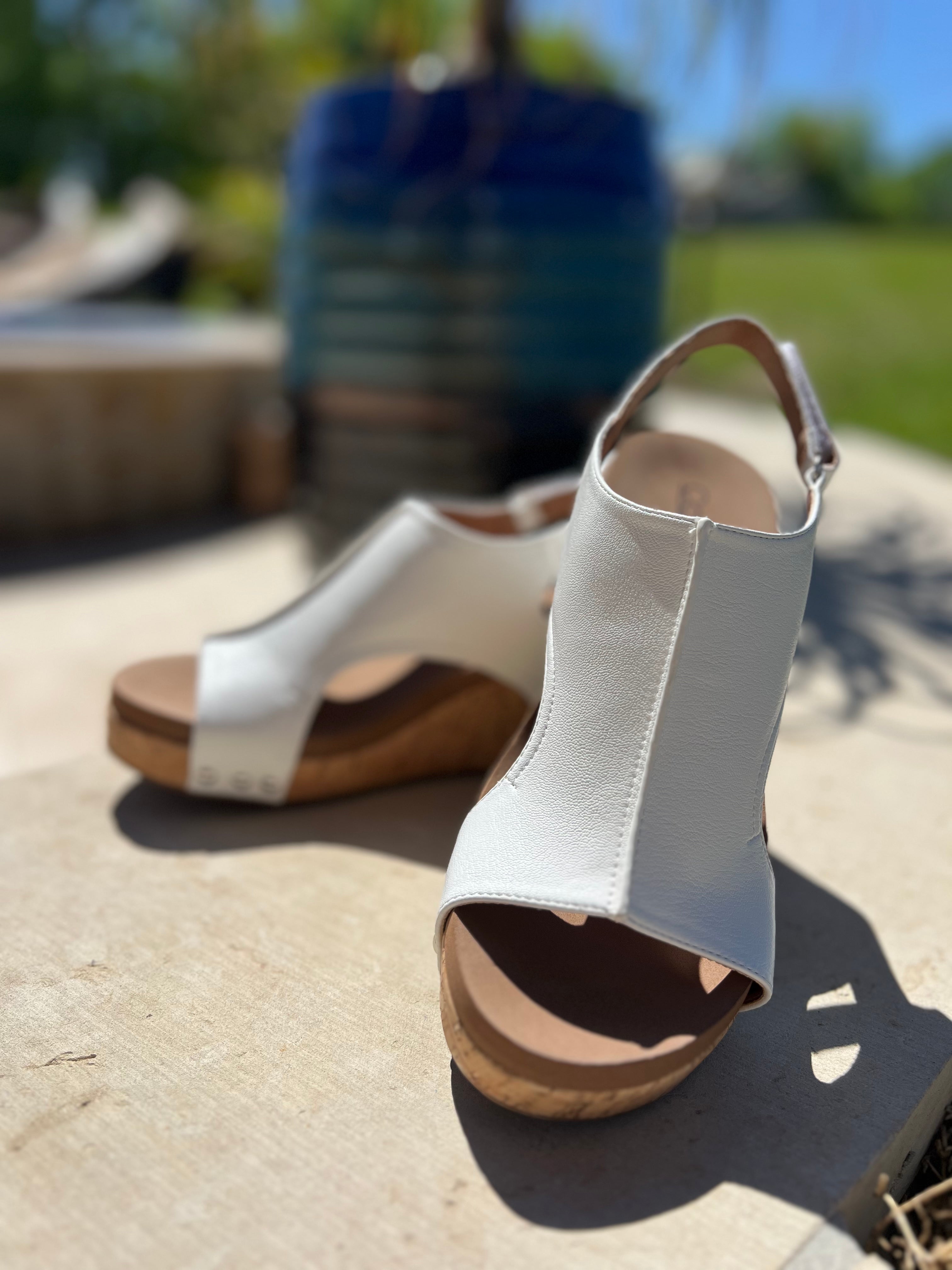 Corkys Carley White Smooth Wedges – GrittyBelleBoutique